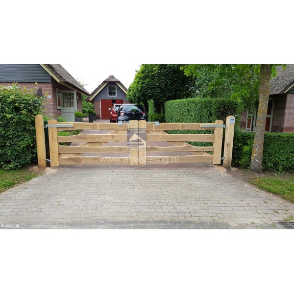 Eiken dubbele poort schaaldelen 4 planks